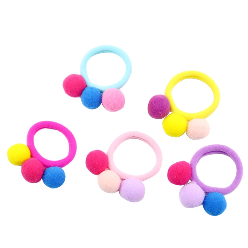 10pcs Candy Plush Ball Hair Rings Ponytail Holders Fuzzy Ball Hair Ties ...