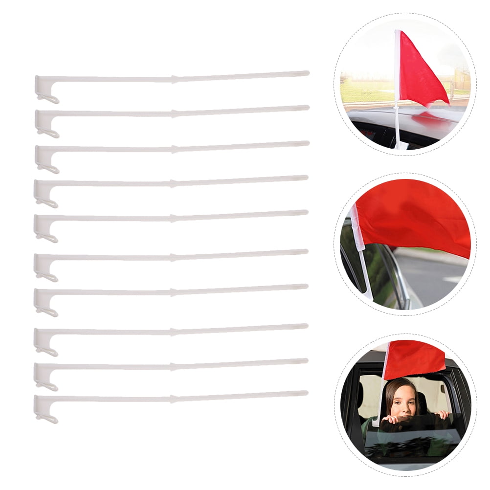 10pcs Car Window Flagpoles Holiday Decor Car Flag Pole Car Logo Window ...