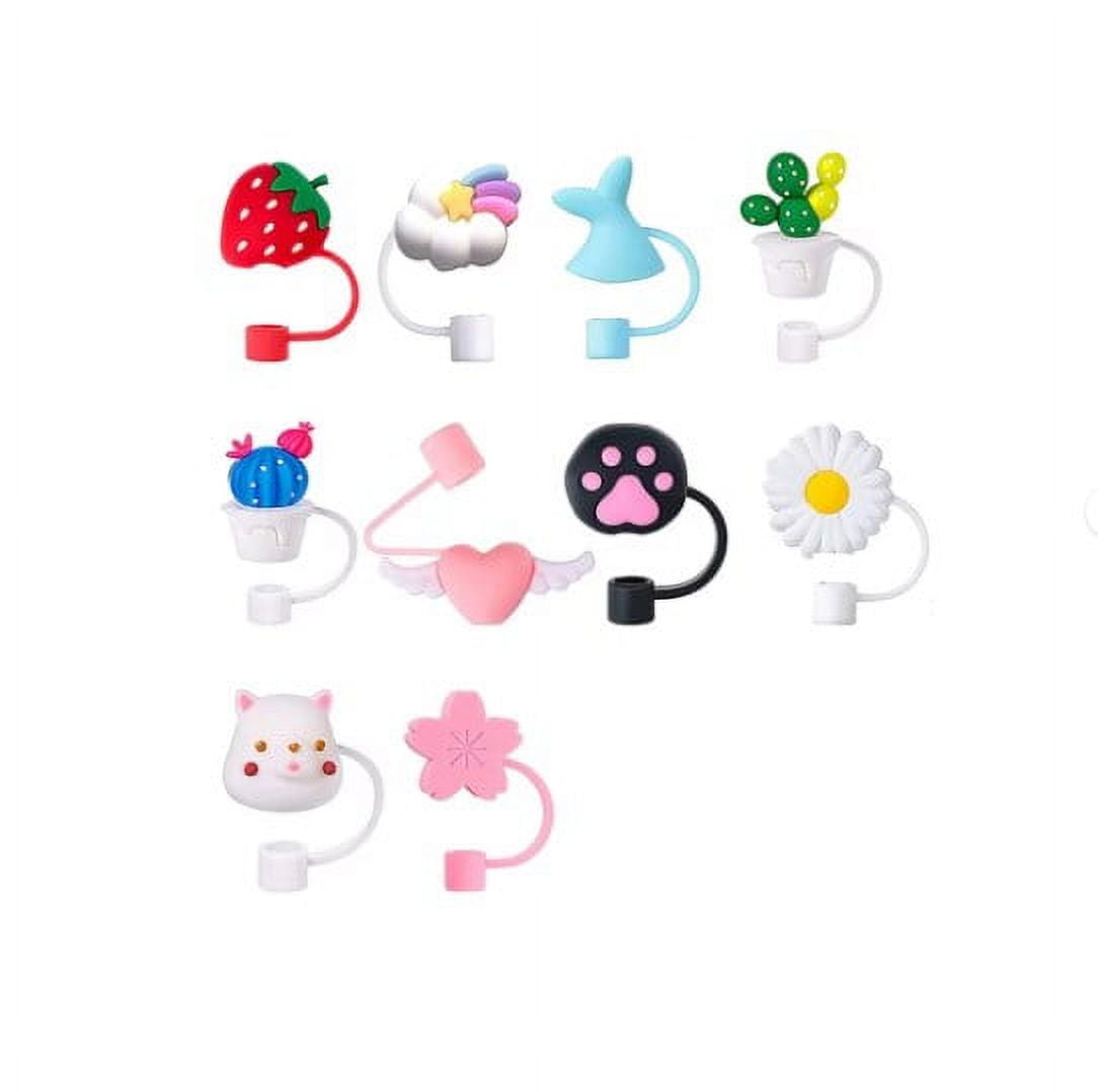 10pcs Reusable Cute Cartoon PVC Straw Covers for Drinking Straws ...