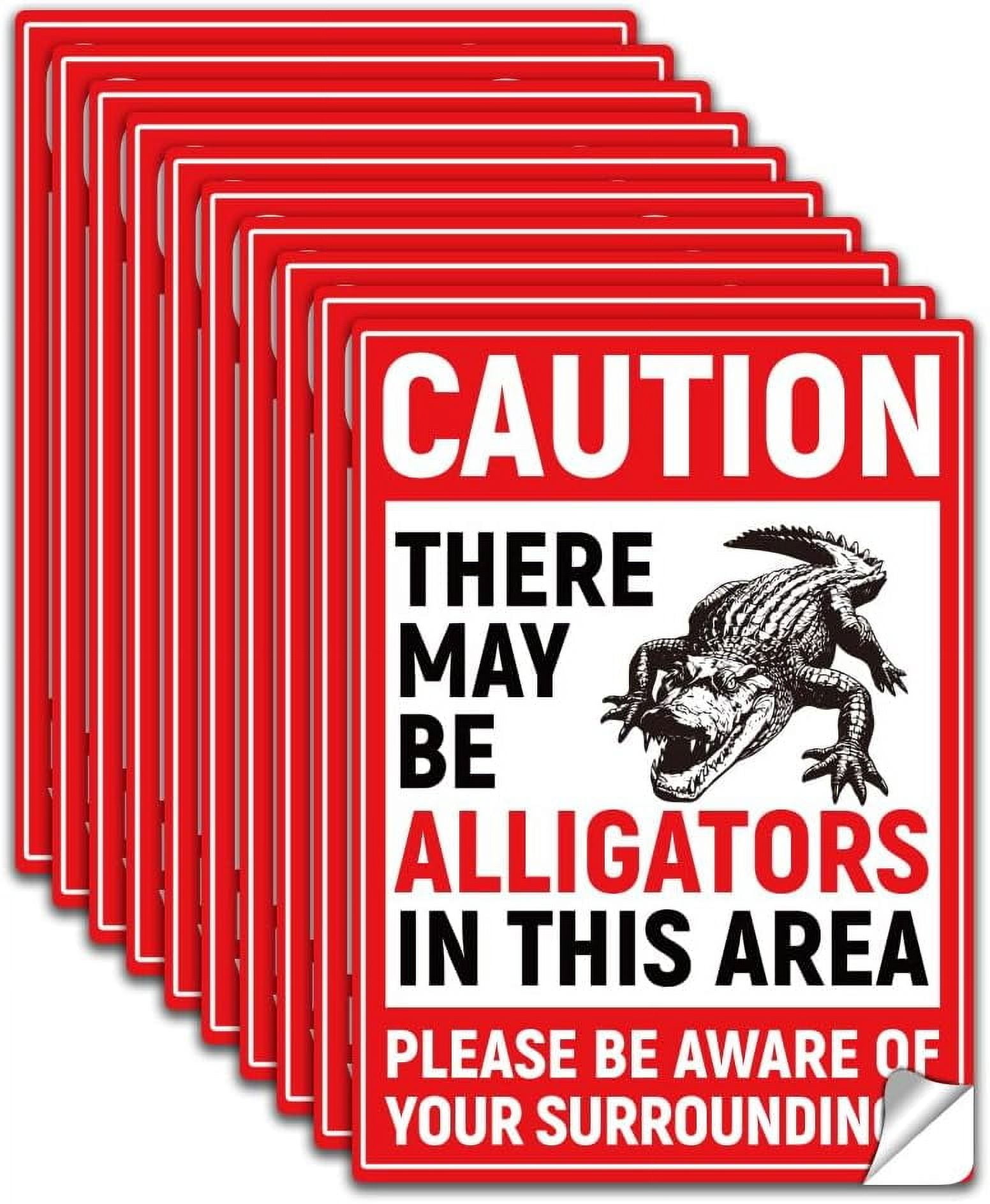 10pcs Caution Alligators May Be in Area Sign Sticker PVC Waterproof ...