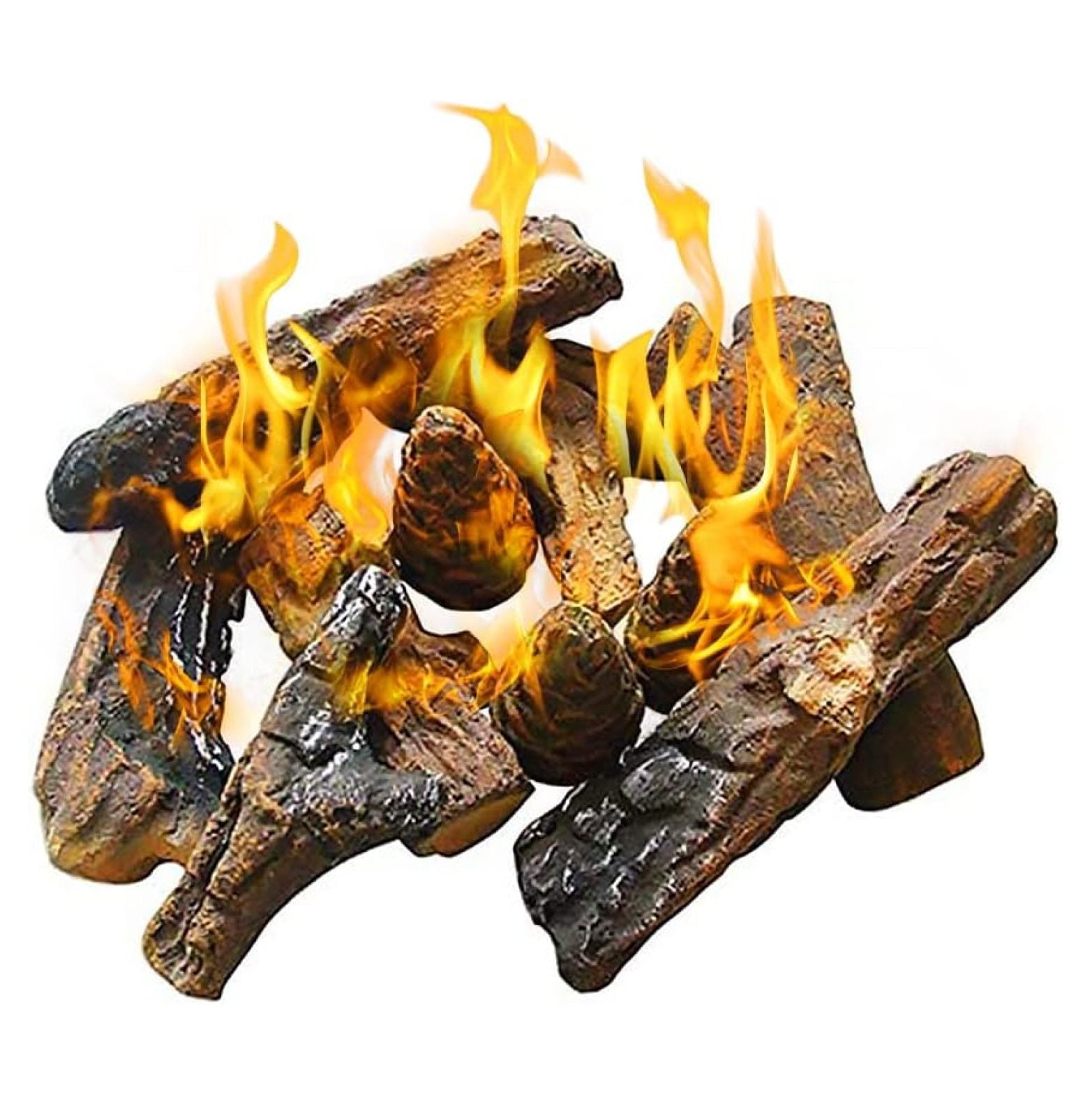 10pcs Ceramic Wood Logs, Small Gas Fireplace Logs for All Types of ...