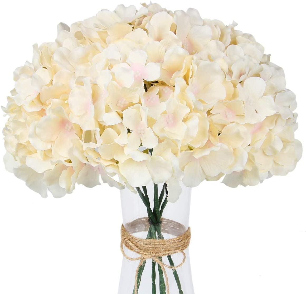 10pcs Champagne Hydrangea Artificial Silk Flowers Full Hydrangea ...