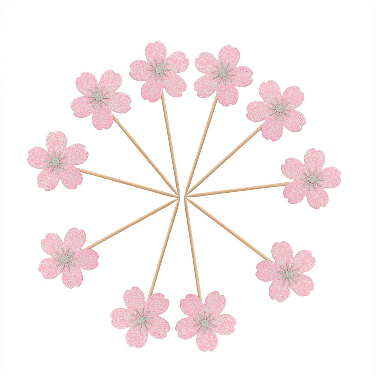 10pcs Cherry Blossom Cake Toppers Cake Decoration Cupcake Toppers for ...