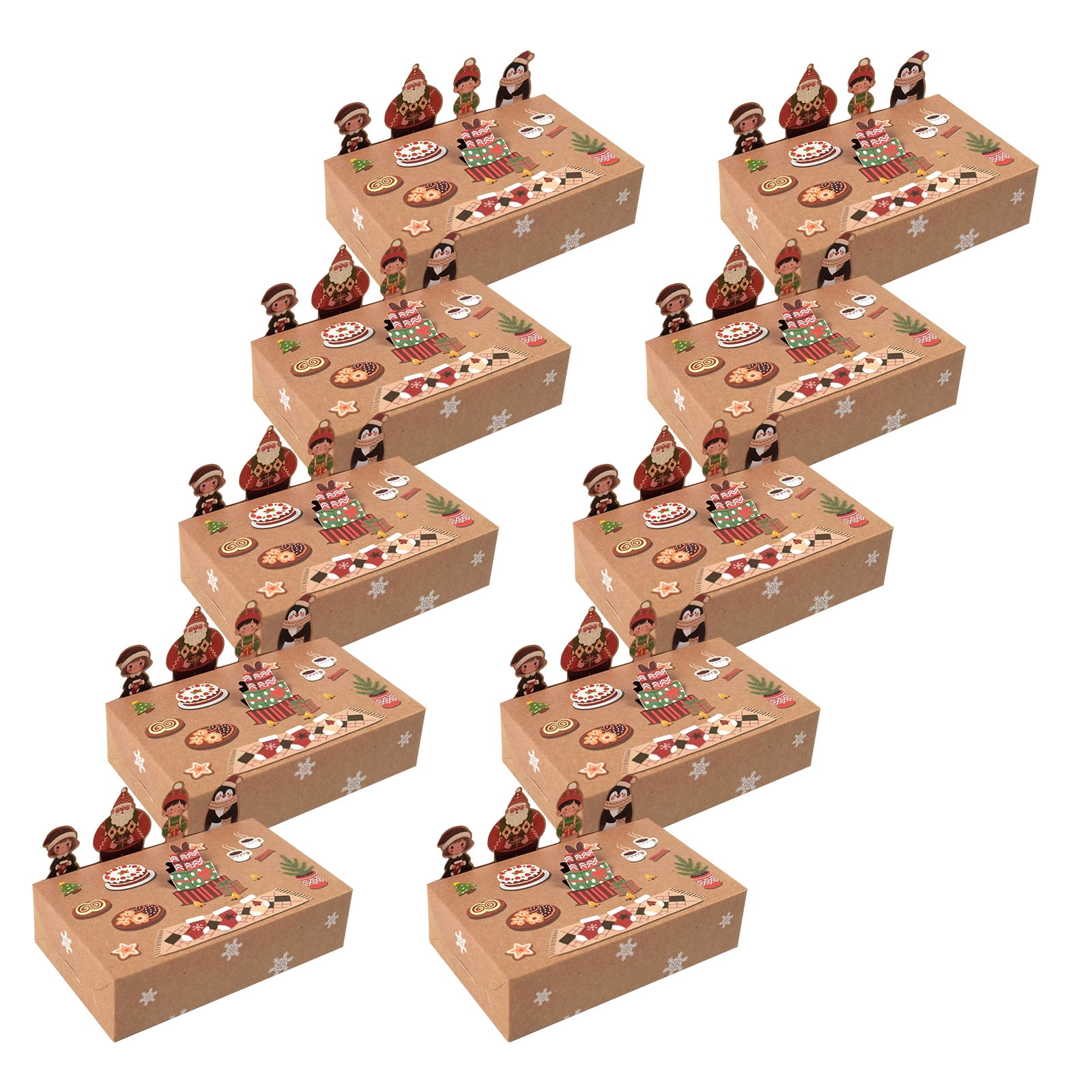 10pcs Christmas Cookie Boxes 500g Capacity Foldable Storage Containers ...