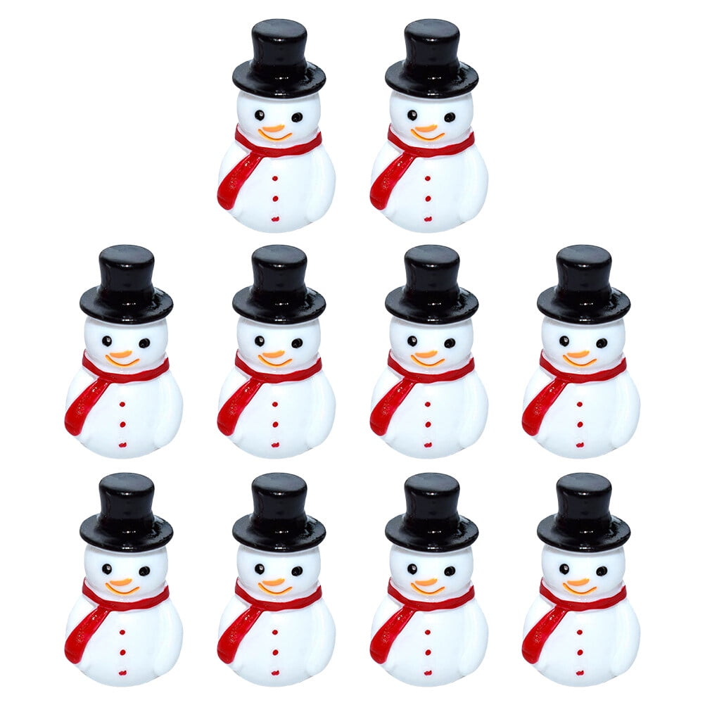 10pcs Christmas Miniature Snowman Resin Craft Xmas Mini Snowman DIY ...
