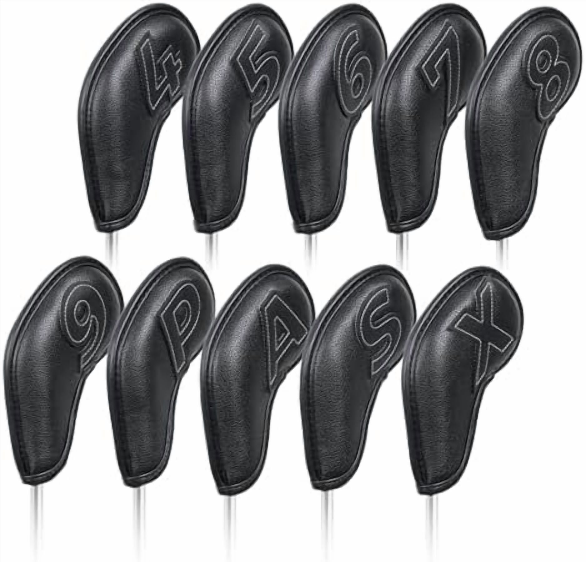 10pcs Clean and Simple Black Iron Headcover Set Premium Leather Large ...