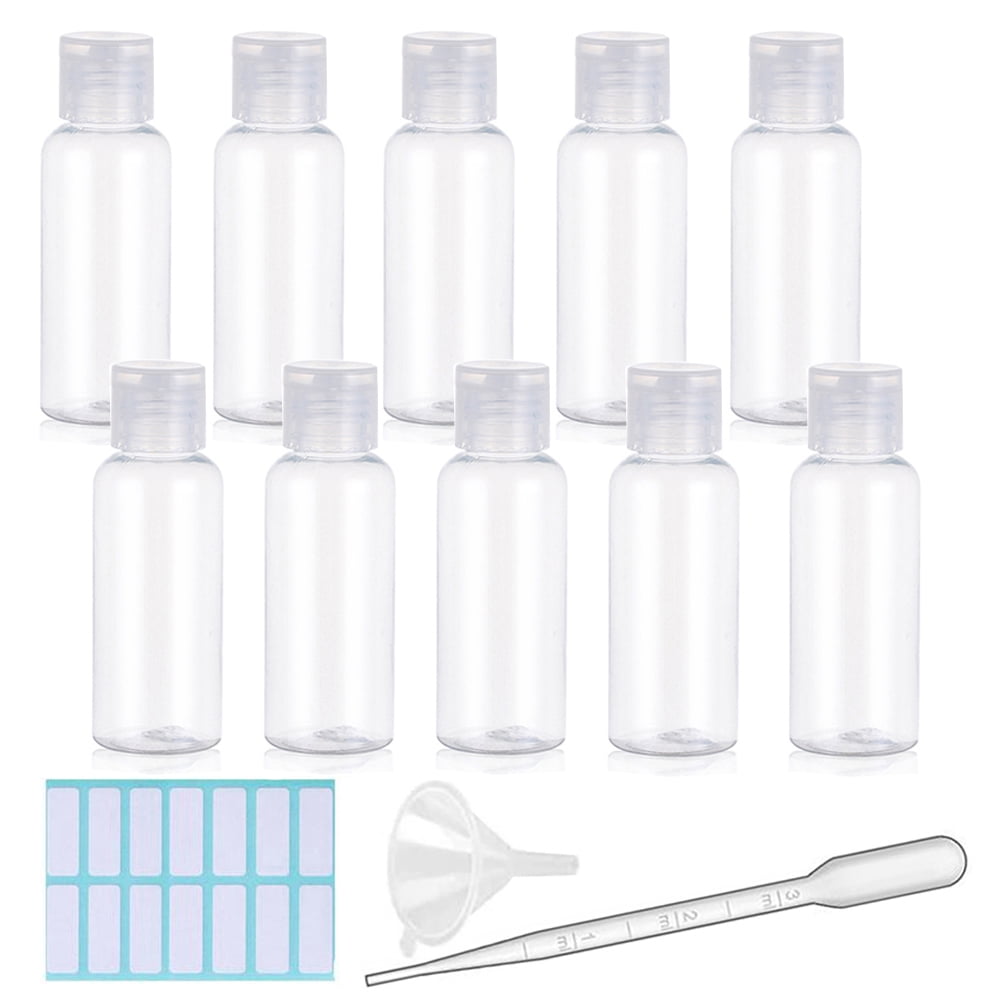 10pcs Clear Plastic Empty Travel Bottles with Flip Cap, 50ml (1.67oz ...