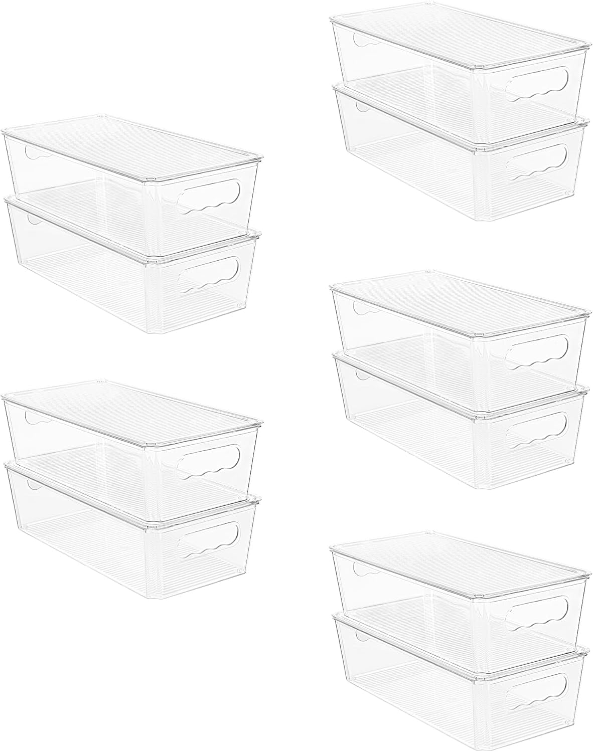 10pcs Clear Stackable Plastic Storage Bins with Lids and Handles ...