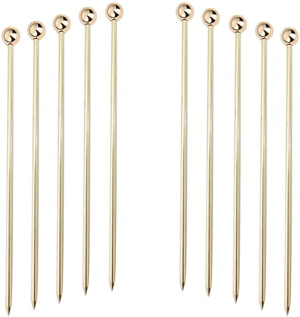10pcs Cocktail Sticks Set Stainless Steel Fruit Sticks,Reusable Drink ...