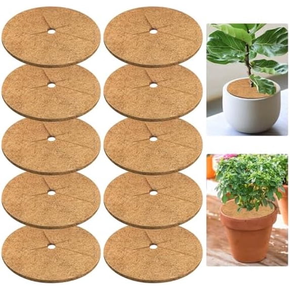 10pcs Coconut Fiber Mulch Ring Tree Plant Protector Mat, 9 Inch Natural ...