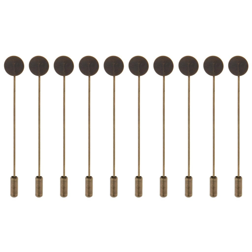 10pcs Collar Suit Lapel Pin Glue on Flat Vintage Tray Boutonniere Pins ...