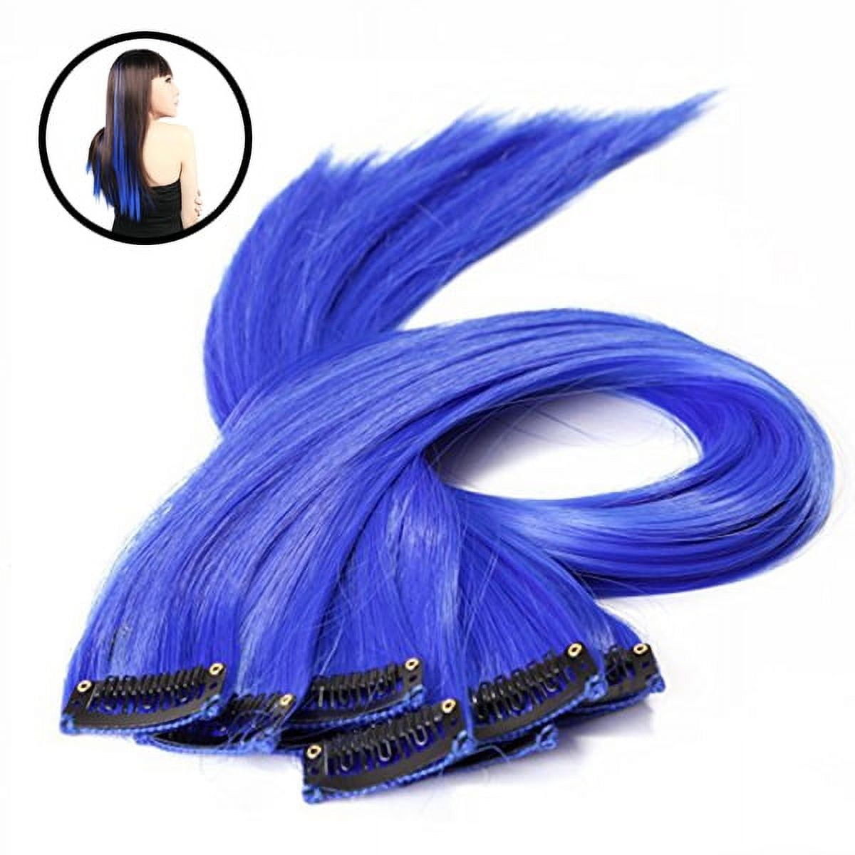 Blue Clip in Straight Hair Extensions for Styling Fashionable Fiber ...