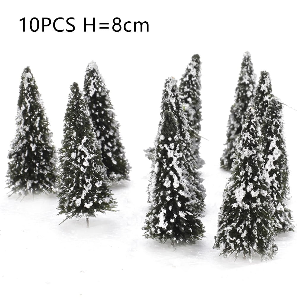 10pcs Coniferous Pine Model Tree With Base Ceder WinterLandscape Train ...