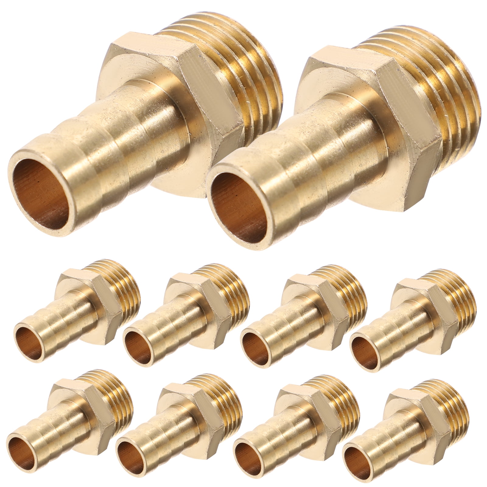 10pcs Copper Adapter Fitting Tubing Coupler 1/2" x 1/2" Male NPT Crimp ...