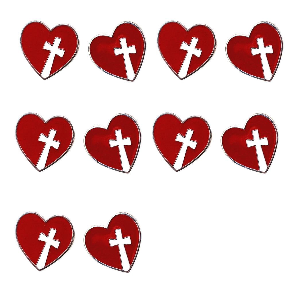 10pcs Crossed Heart Pin Brooch Pin With Easy to Wear Snap Buckles for ...