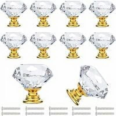 10pcs Crystal Cabinet Knobs, Transparent Handles, Gold Cabinet Door ...