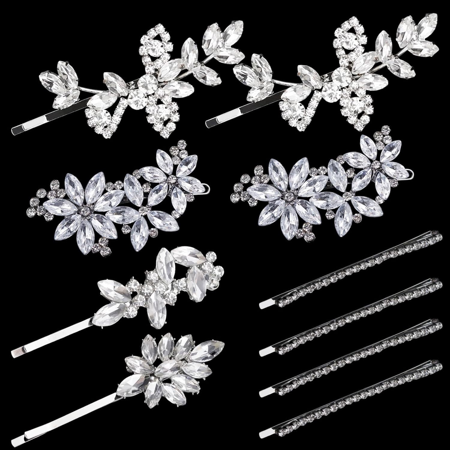 10pcs Crystal Flower Bridal Hair Clips for Women Girls Rhinestone ...