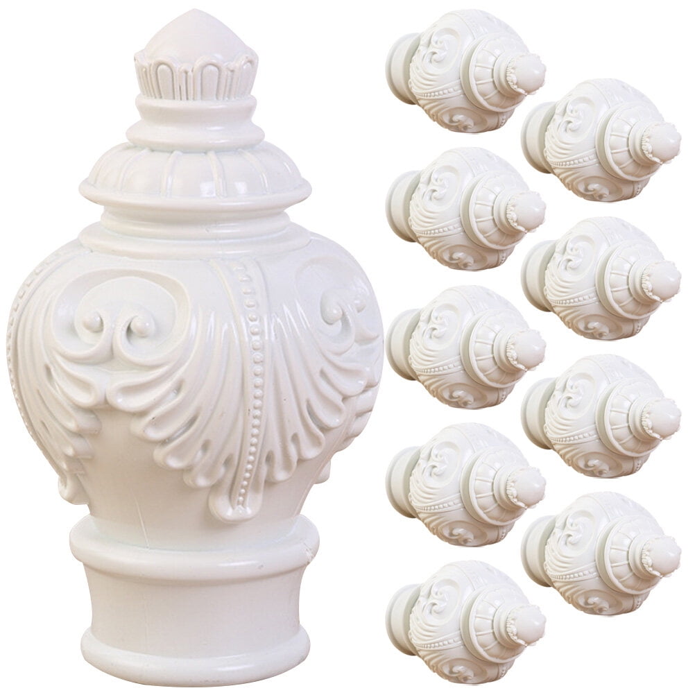 Homoyoyo White Plastic Curtain Pole Ends, Decorative Finials, Easy ...