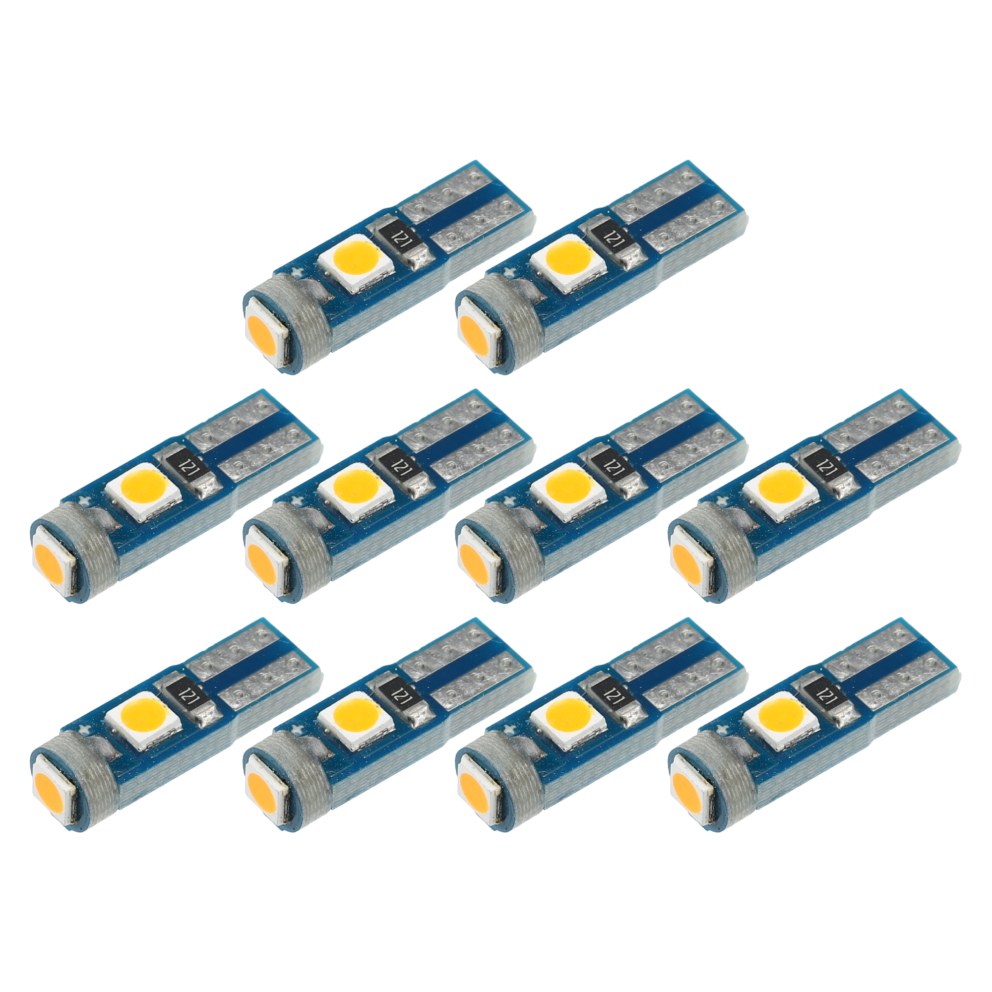 10pcs DC 12V 1.5W T5 3030 LED Lights Dashboard Light Yellow for Car ...