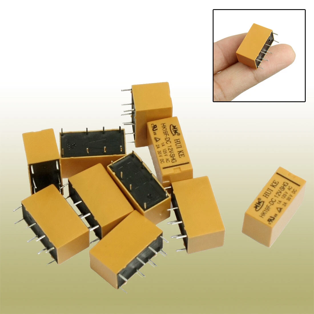 10pcs DC 12V Coil 1A/125VAC 2A/30VDC 8 Pins PCB Power Relay HK19F ...