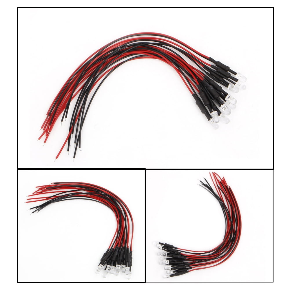 10pcs DC 24V 18cm 5mm Pre Wired LED Lamp Light Bulb Emitting Diode ...