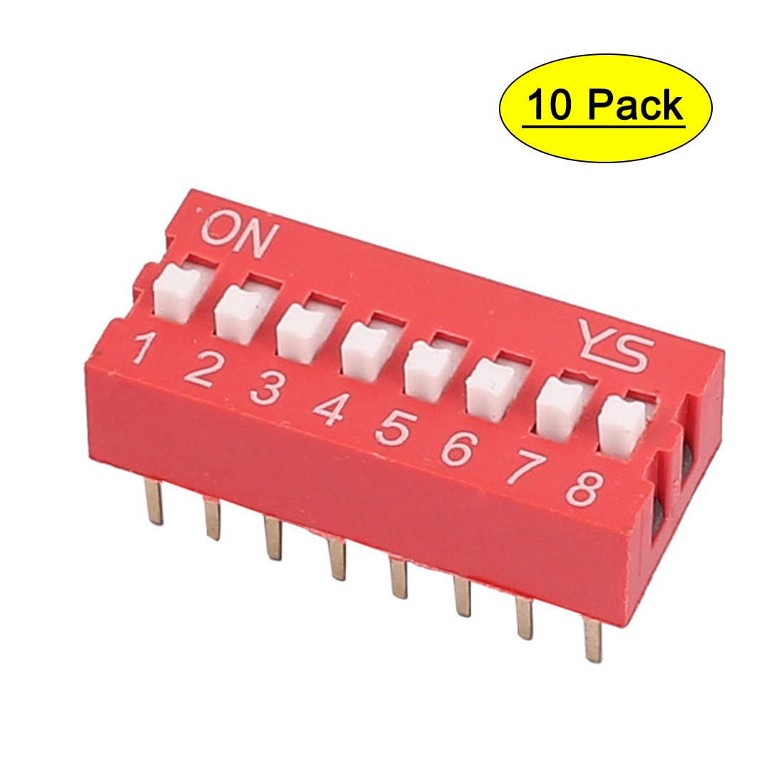 10pcs DIP Switch 2 Row 16 Terminals 8 Positions Sliding Switch 2.54mm ...