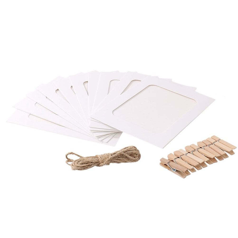 10pcs DIY 6inch Hanging Album Clip Kraft Paper Photo Frame Strings Rope ...