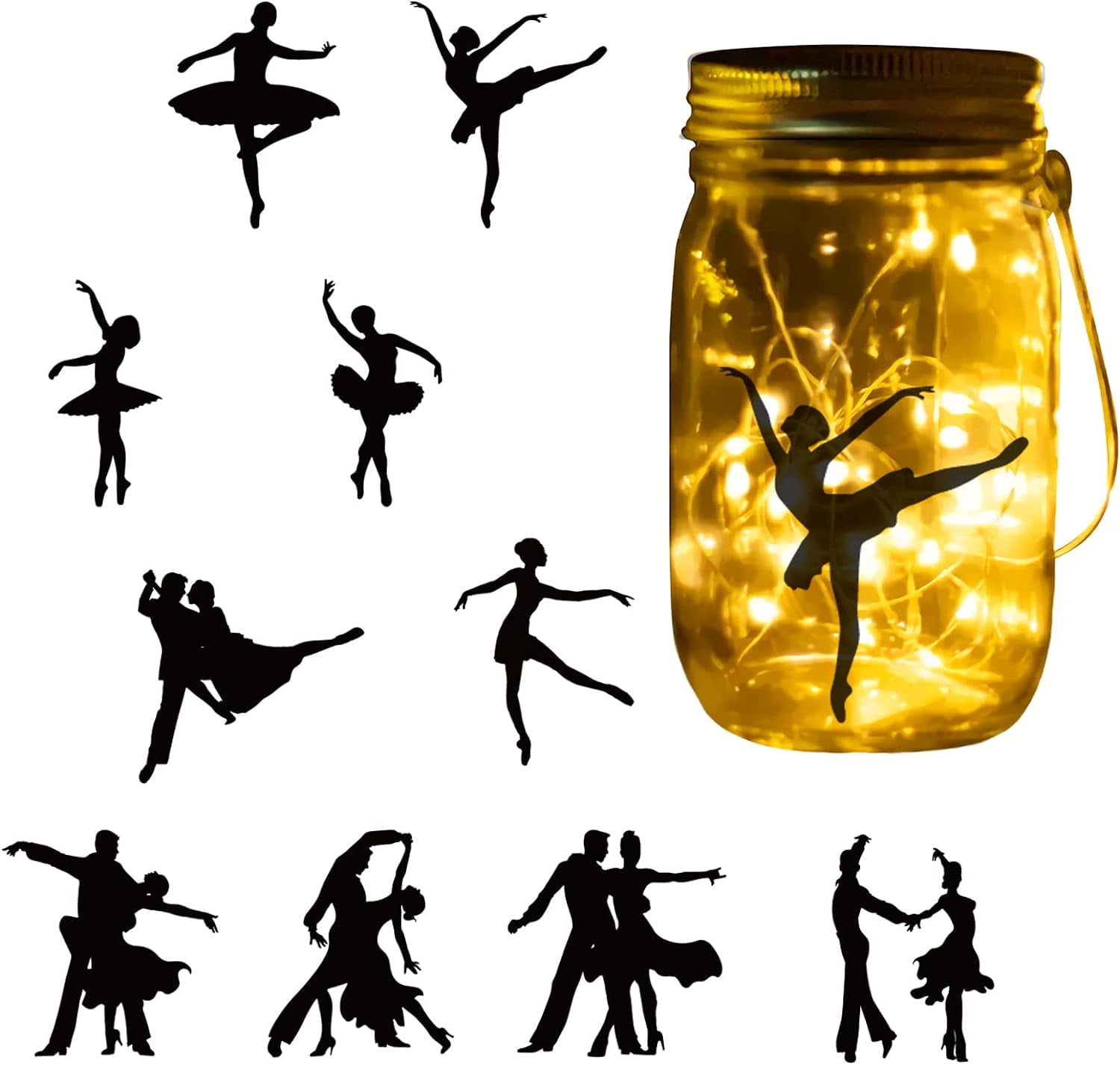 10pcs Dancers Laser Cut Silhouettes Elegant Dancing People Paper ...