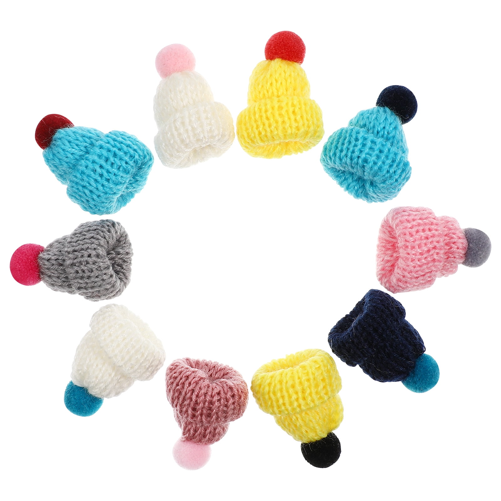 10pcs Decorative Knitted Hats Mini Wool Hats DIY Craft Hat Ornaments ...