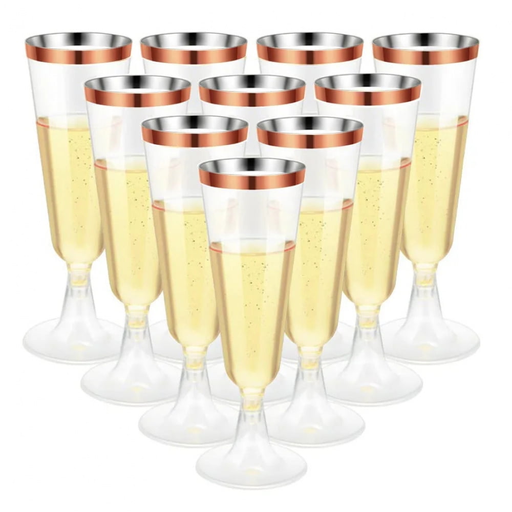 10pcs Disposable Cups Clear Plastic Champagne Flutes Bar Cups Toasting ...