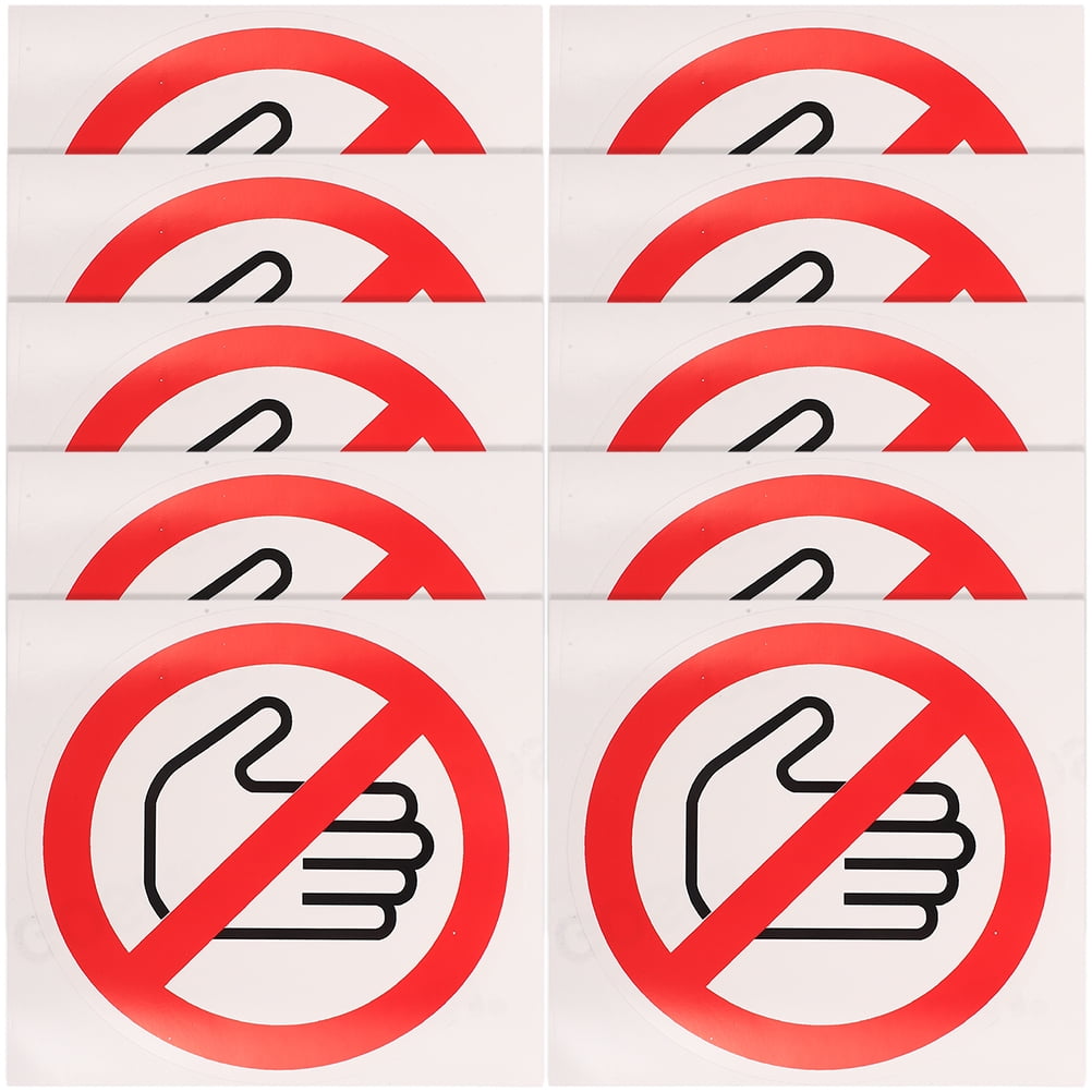 10pcs Do Not Touch Stickers Round Warning Sign Decals No Touch Sign ...