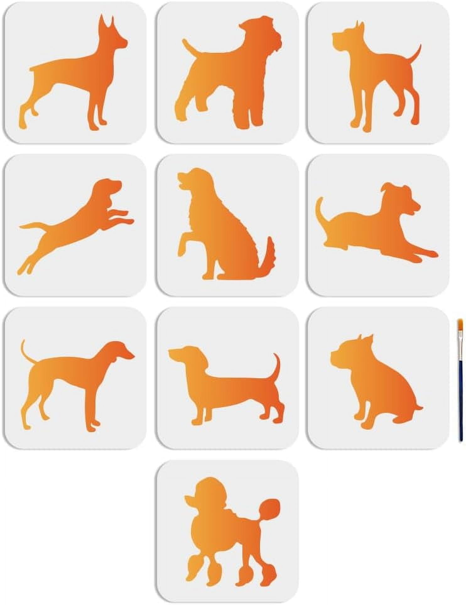 10pcs Dog Stencils 6×6inch Pet Dog Theme Painting Template with Paint ...