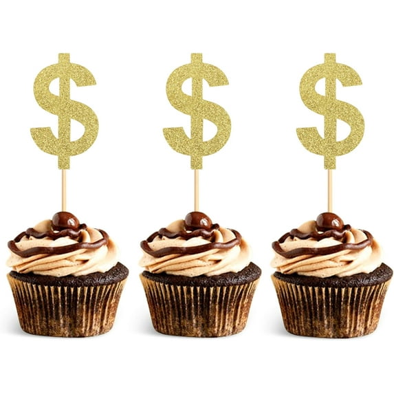 10pcs Dollar Sign Cupcake Topper For Theme Party Wedding Birthday Baby ...