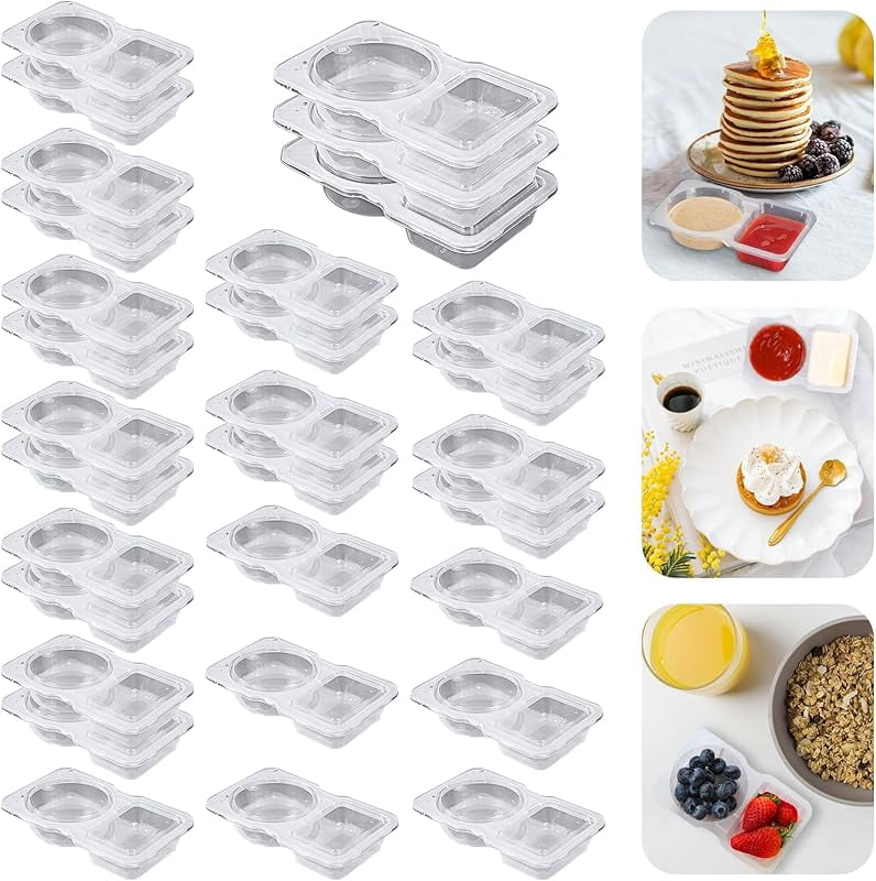 10pcs Double Compartment Condiment Container with Lids, Mini Plastic ...