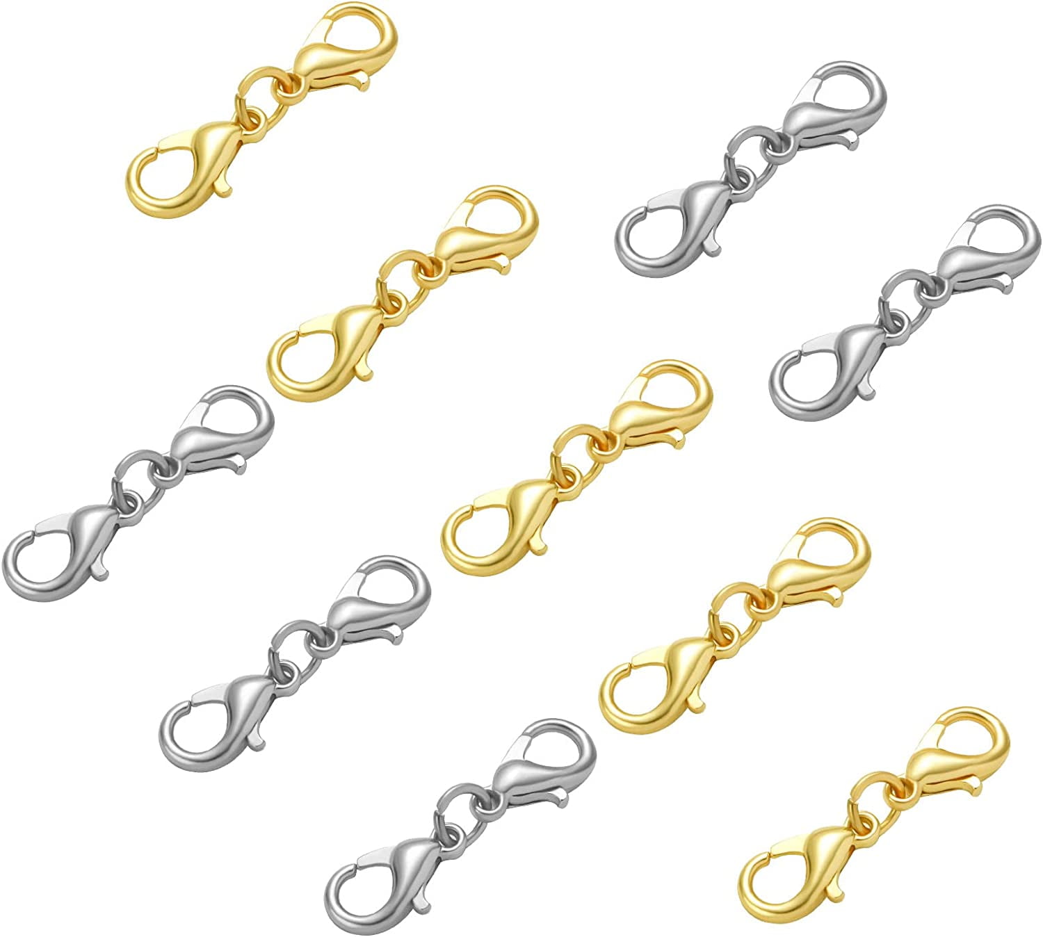 10pcs Double Lobster Clasp Extenders, Stainless Steel 2.5cm Jewelry ...