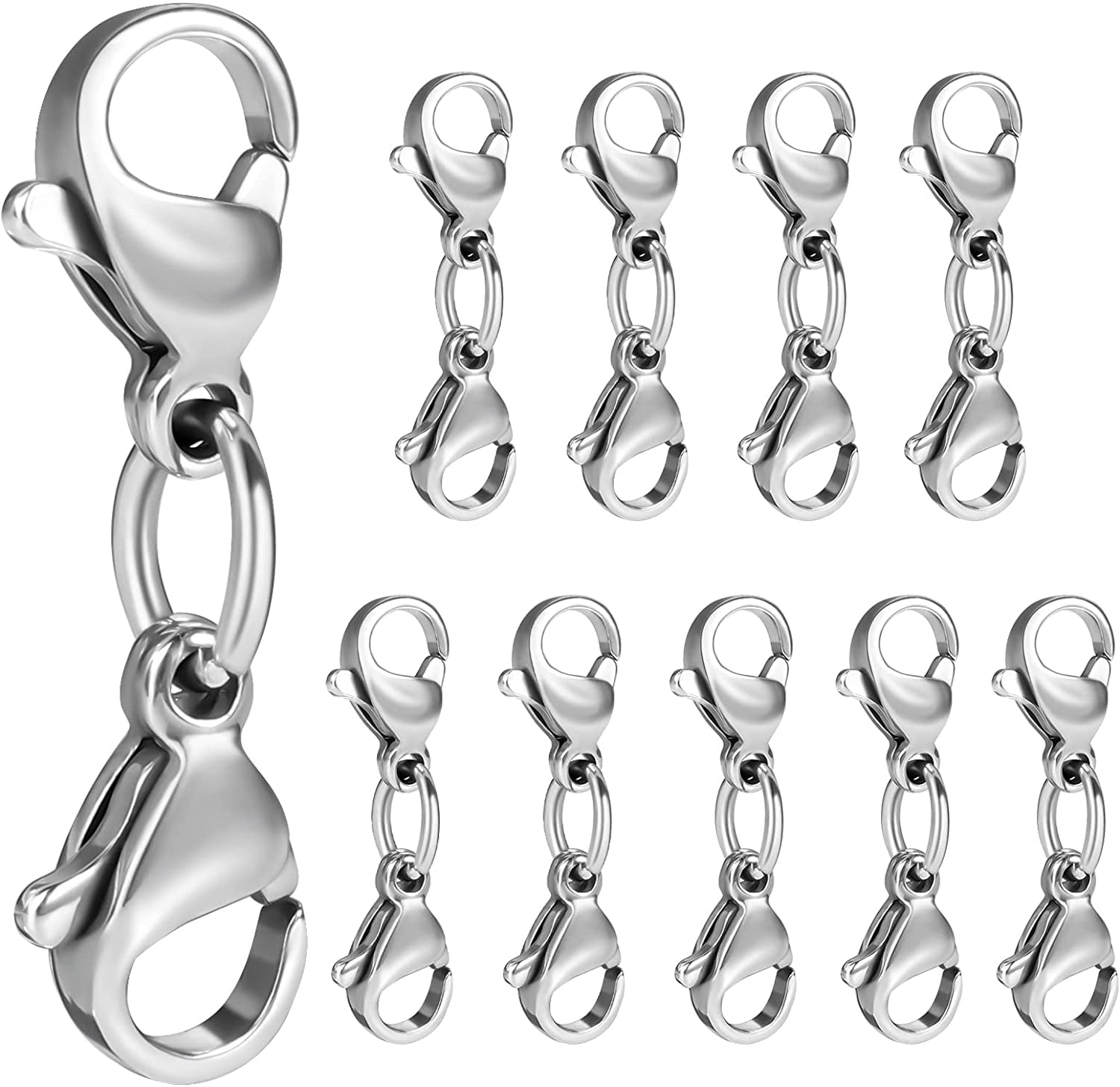 10pcs Double Lobster Clasp Extenders, Stainless Steel 2.5cm Jewelry ...
