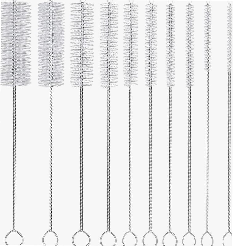10pcs Drink Straw Cleaning Brush Stainless Steel Metal Bristle Drink ...