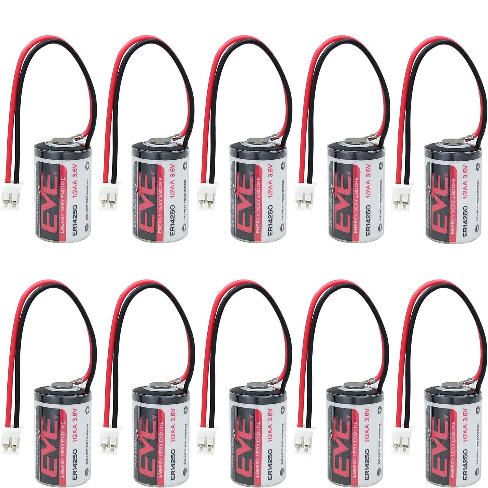 10pcs ER14250 3.6V 1200mAh Lithium Battery with Plug for EVE ER14250 1 ...