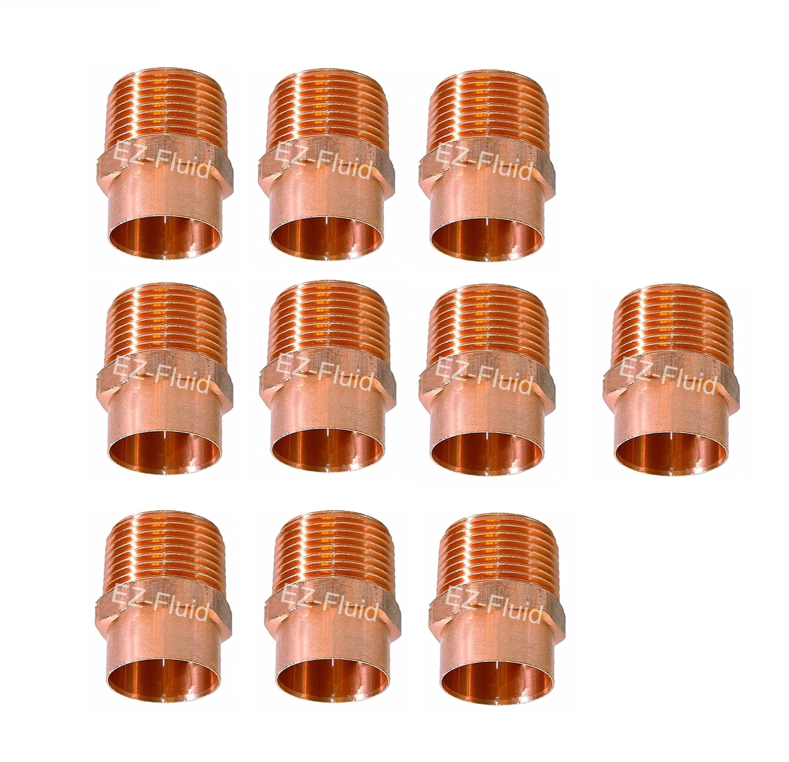 (10pcs) EZ-FLUID Plumbing 1" C X MIP LF Copper Male NPT Adapter ...