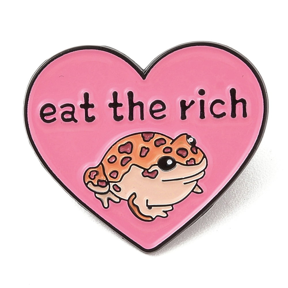 10pcs Eat the Rich Frog Alloy Brooches Heart Enamel Pins Hot Pink ...