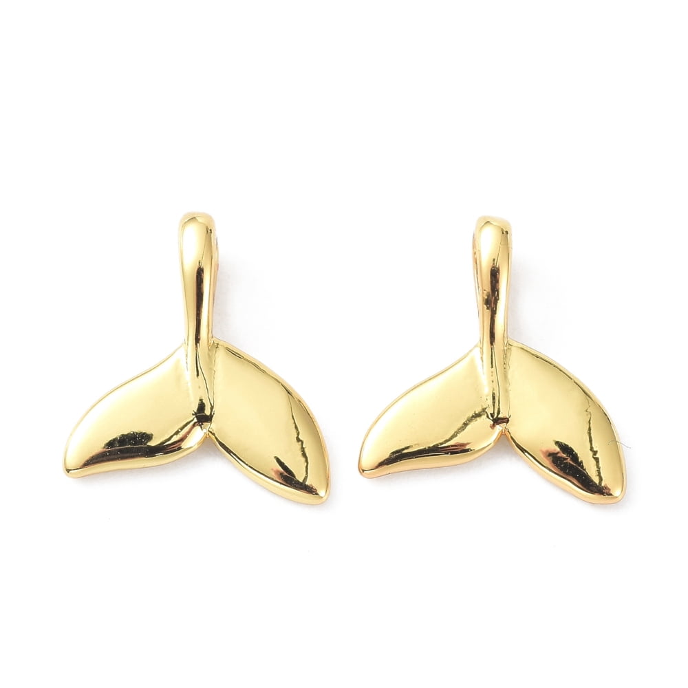 10pcs Eco-Friendly Brass Charms Long-Lasting Plated Fishtail Real 18K ...