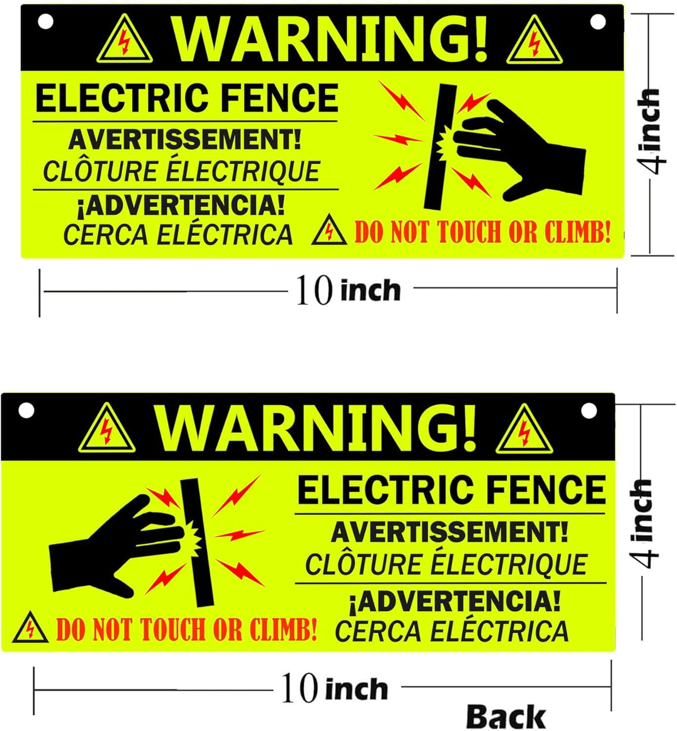 10pcs Electric Fence Warning Signs Plastic Electric Fence Safe Warning ...
