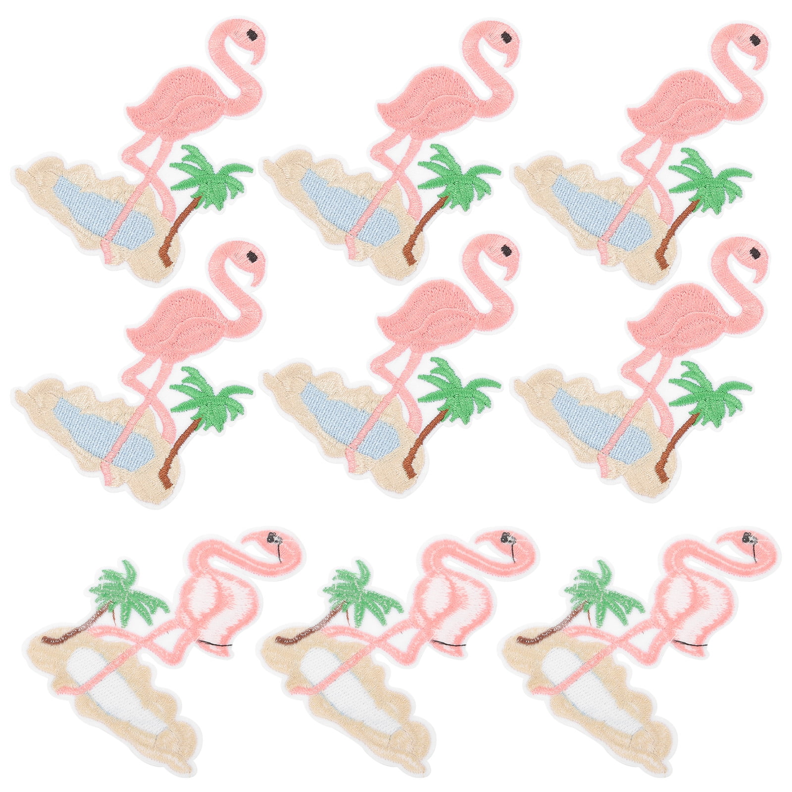 10pcs Embroidered Flamingo Patches Sew On Applique Clothes Dress Sewing ...
