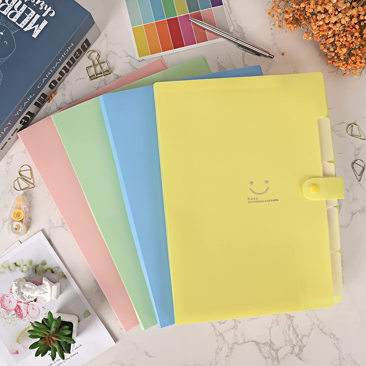 10pcs Expanding File Folders with 160 Stickers - A4/Letter Size Plastic ...