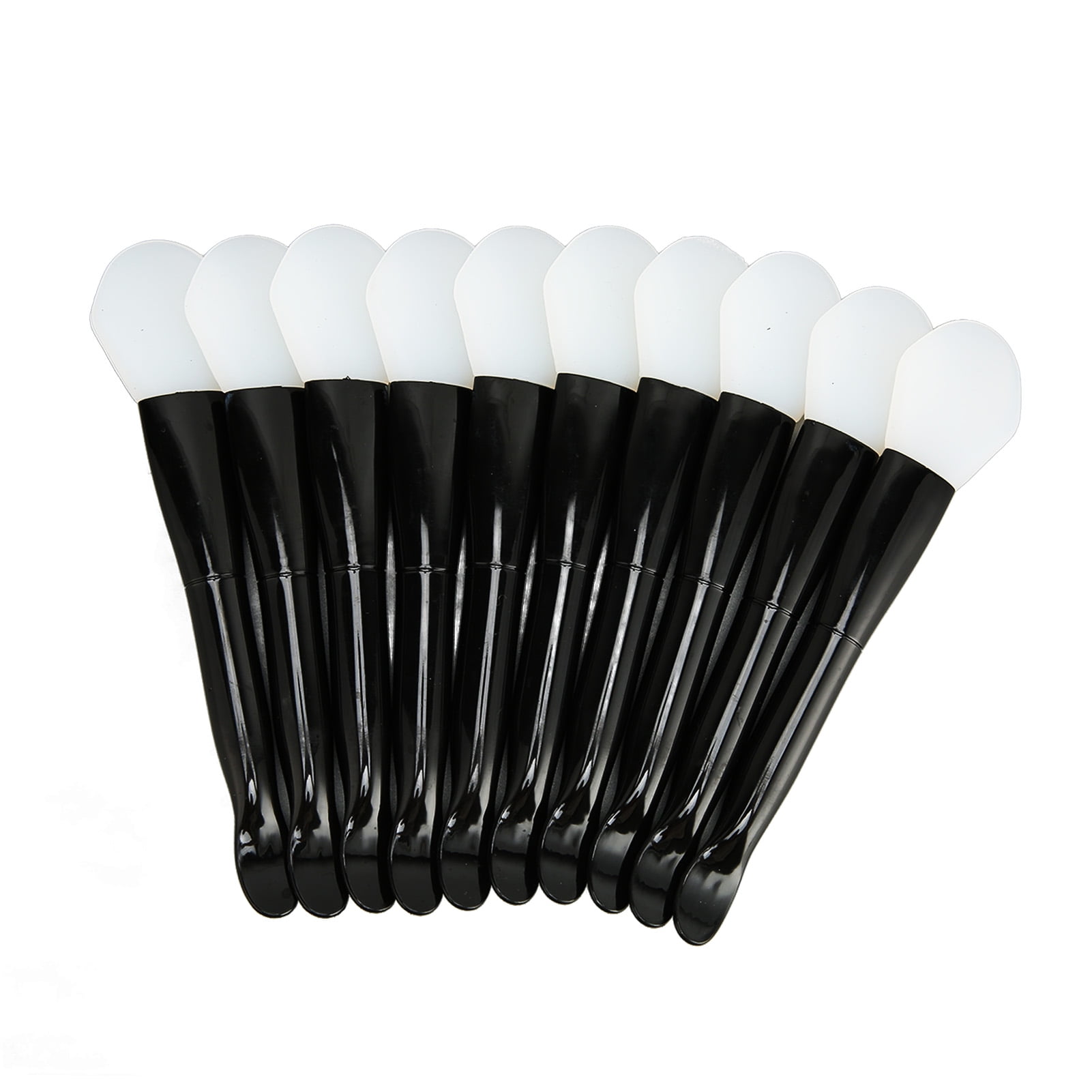 10pcs Facial Mask Brush Dual Sided with Spoon Soft Silicone Black ...