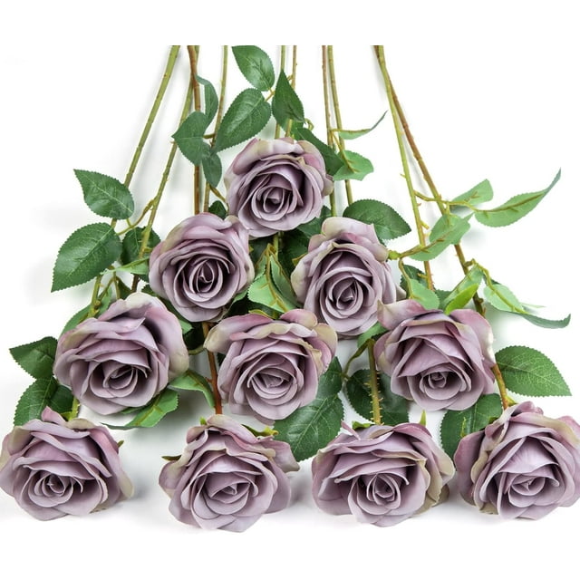 10pcs Fake Black Roses Artificial Silk Flowers Faux Rose Flower Long ...