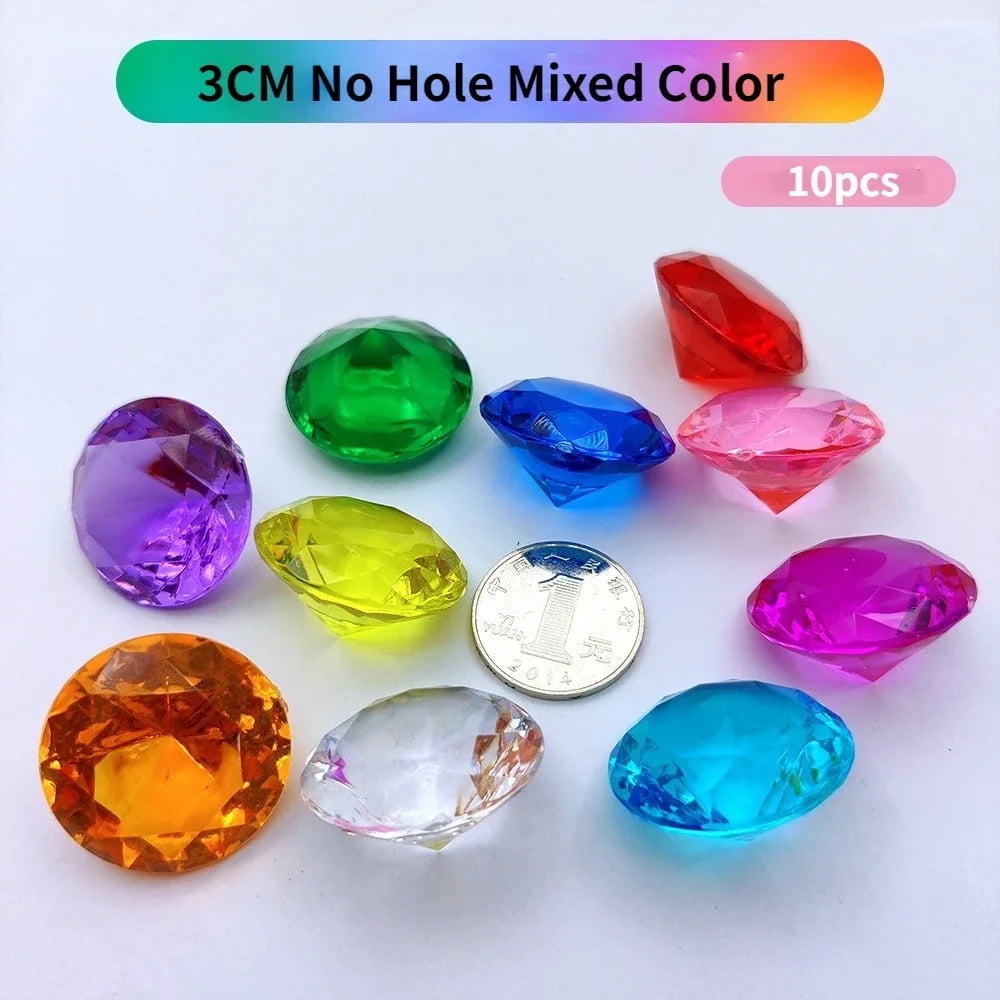 10pcs Fake Diamond Crystal Gem Toy Treasure Chest Pirate Acrylic ...