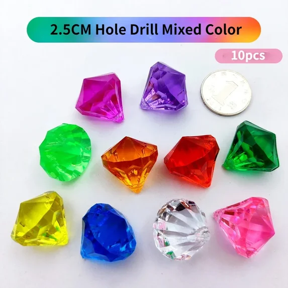 10pcs Fake Diamond Crystal Gem Toy Treasure Chest Pirate Acrylic ...