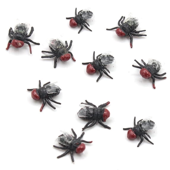 10pcs Fake Fly Flies Bug Plastic Mock Insects Reptile Joke Toys Prank ...