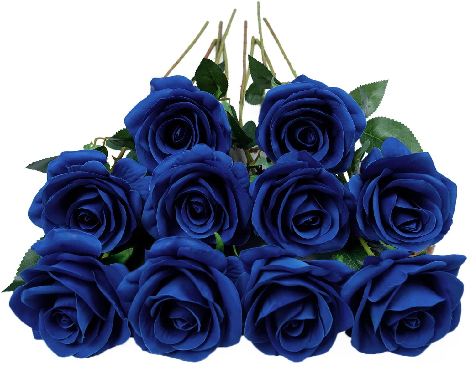 10pcs Fake Roses Artificial Silk Flowers Faux Rose Flower Long Stems ...